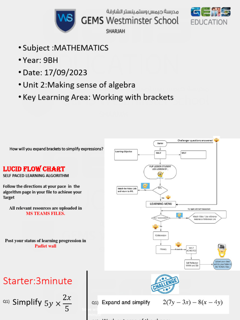 Algebra: Expanding Brackets Guide | PDF | Educational Assessment | Algebra