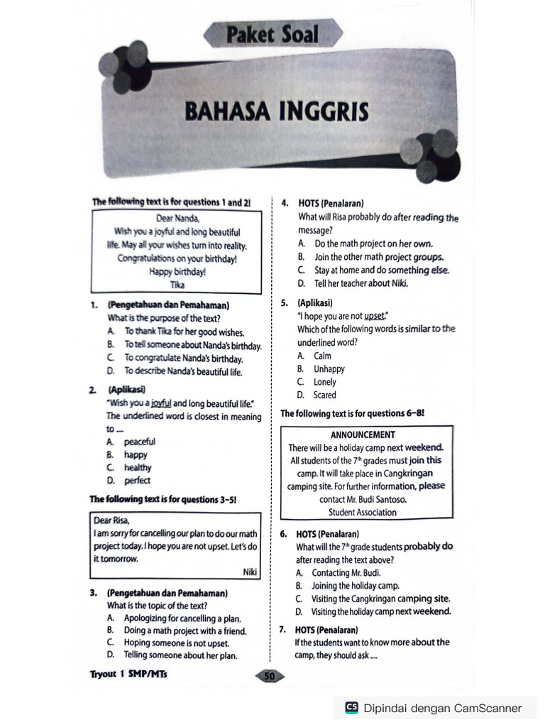 Soal Bahasa Inggris 2 | PDF