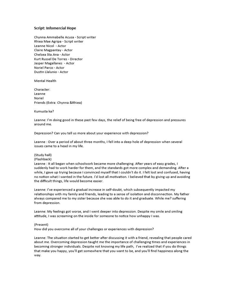 Script_infomercial | PDF | Abnormal Psychology | Psychology