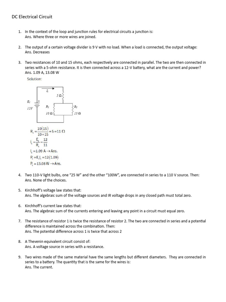 DC Electrical Circuits | PDF | Series And Parallel Circuits | Voltage