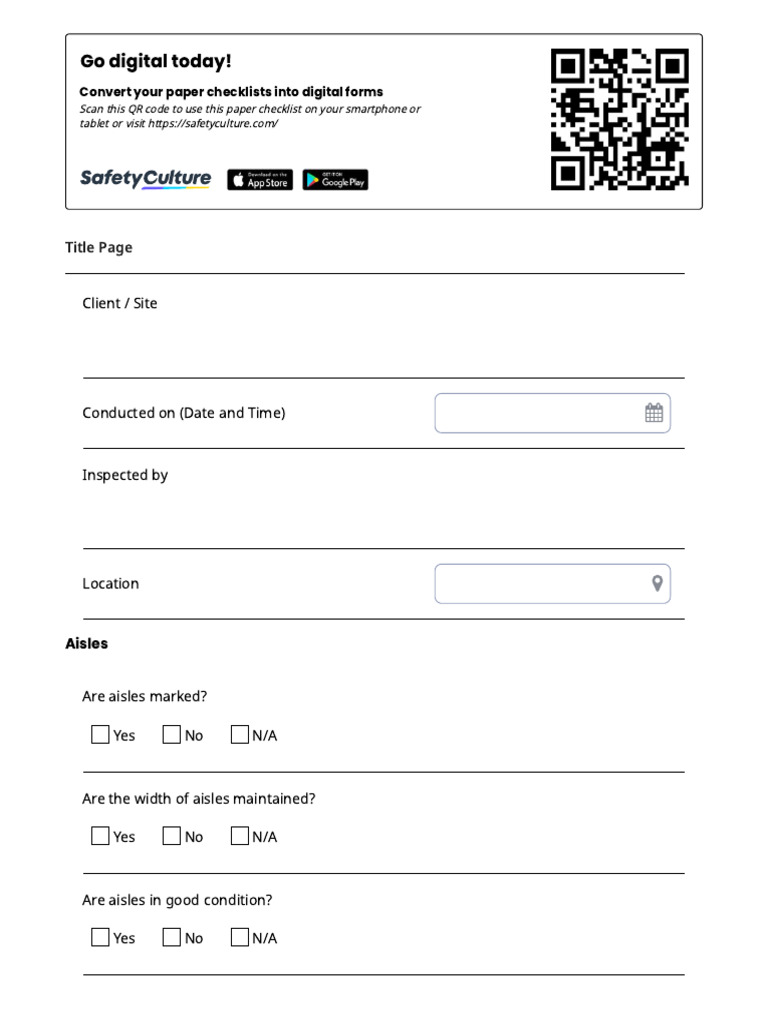 Warehouse Walkthrough Checklist - SafetyCulture | PDF