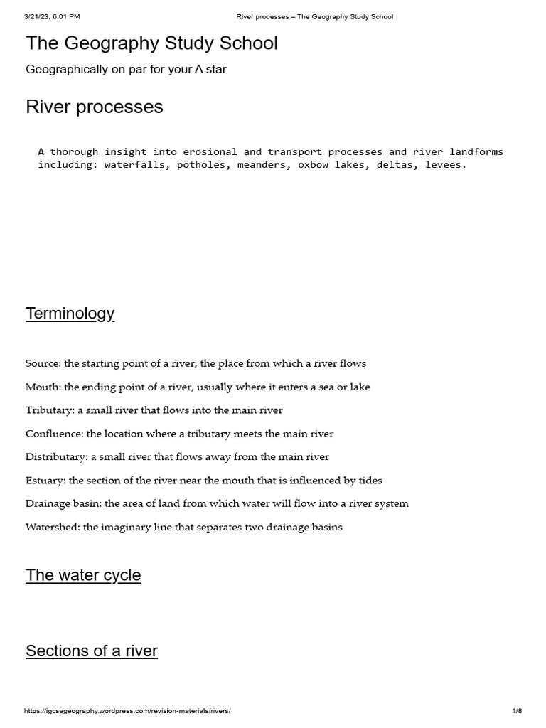River_processes_–_The_Geography_Study_School | PDF | River | Erosion