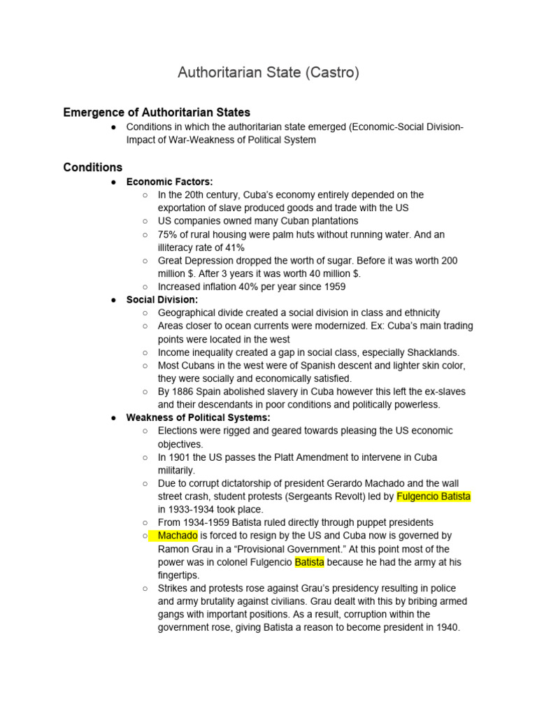 Authoritarian State (Castro) | PDF | Cuba | Fidel Castro