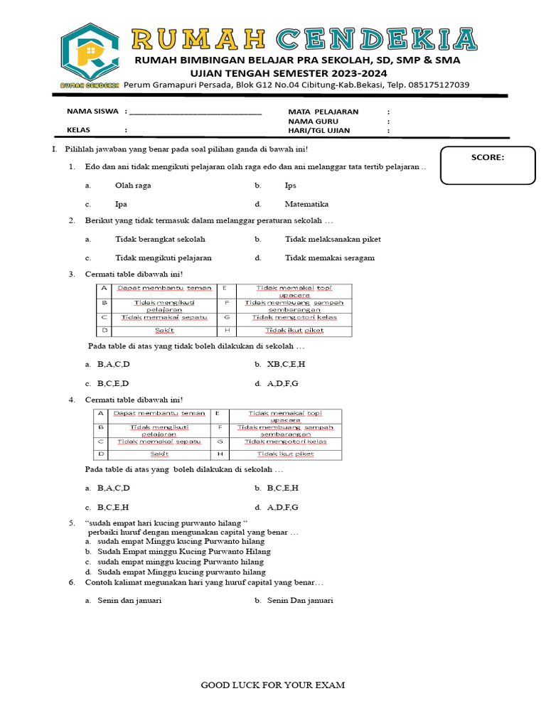 Soal Pts 2 Tema 6 Kelas 2 | PDF