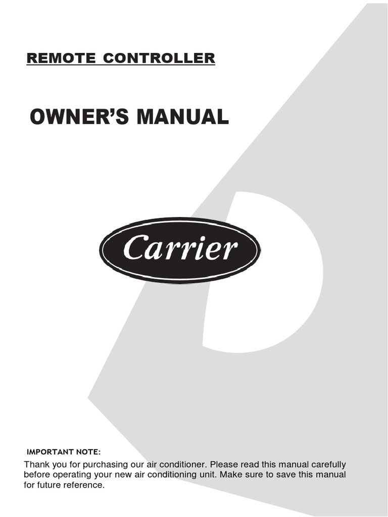 Carrier AC Remote Control Manual | PDF | Electromagnetic Interference ...