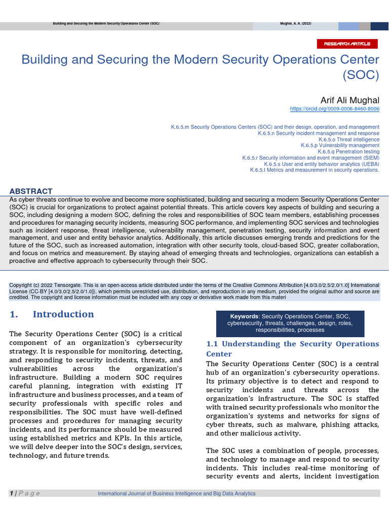 Building and Securing The Modern Security Operations Center (SOC) | PDF ...