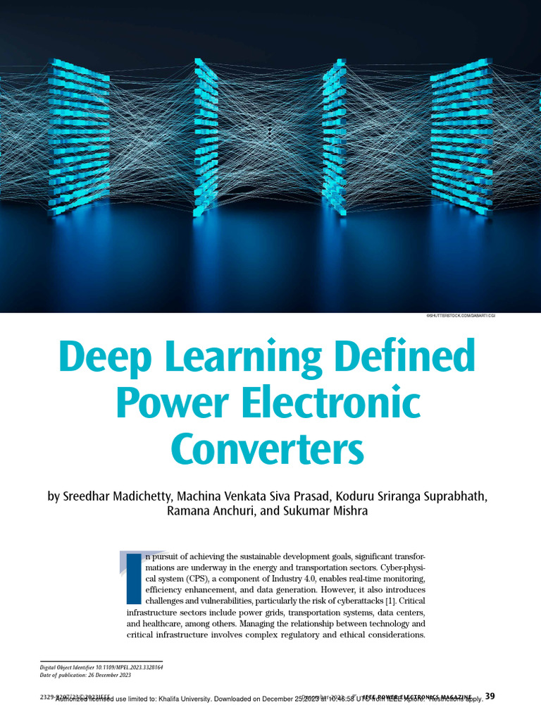 Deep Learning Defined Power Electronic Converters | PDF | Artificial Neural Network | Applied ...