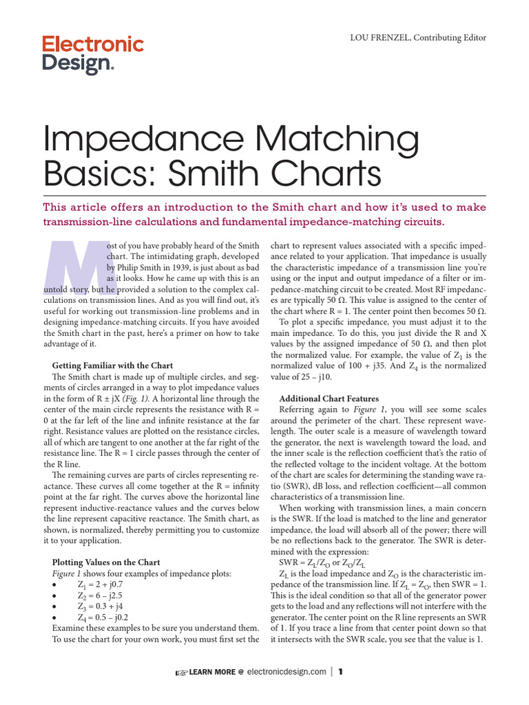 Smith Charts | PDF | Transmission Line | Electromagnetism