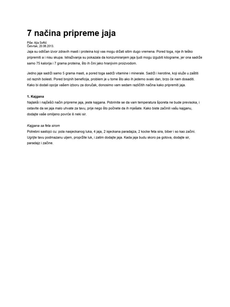 7 Načina Pripreme Jaja | PDF