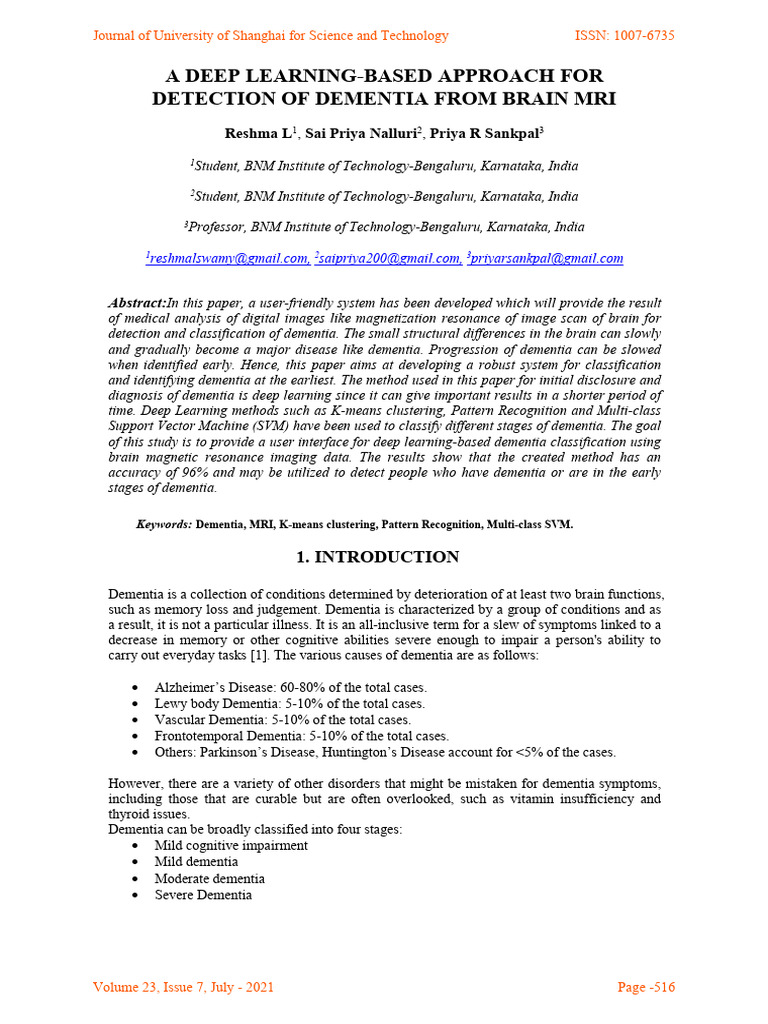 A Deep Learning Based Approach for Detection of Dementia From Brain MRI ... A Deep Learning Based Approach for Detection of Dementia From Brain MRI ...
