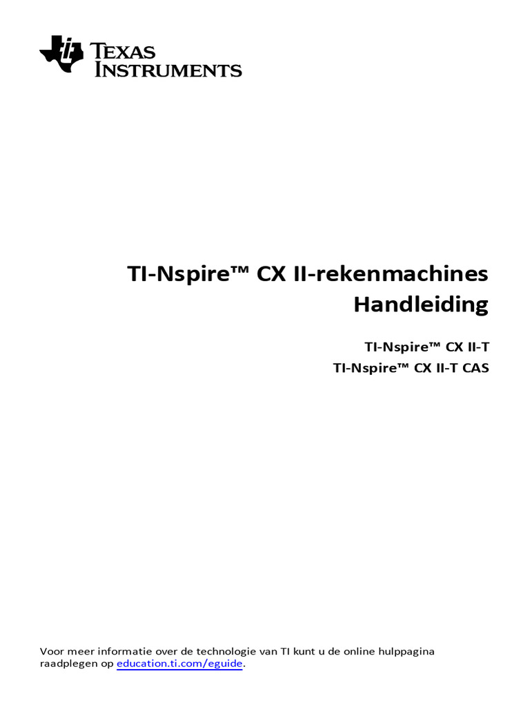 Texas Instruments Ti Nspire CX II T Collectie | PDF