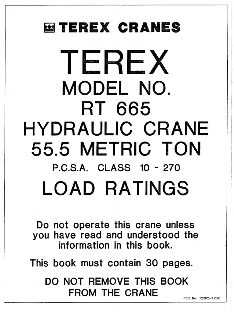 Tabela de Carga TEREX RT665 (Manual) | PDF