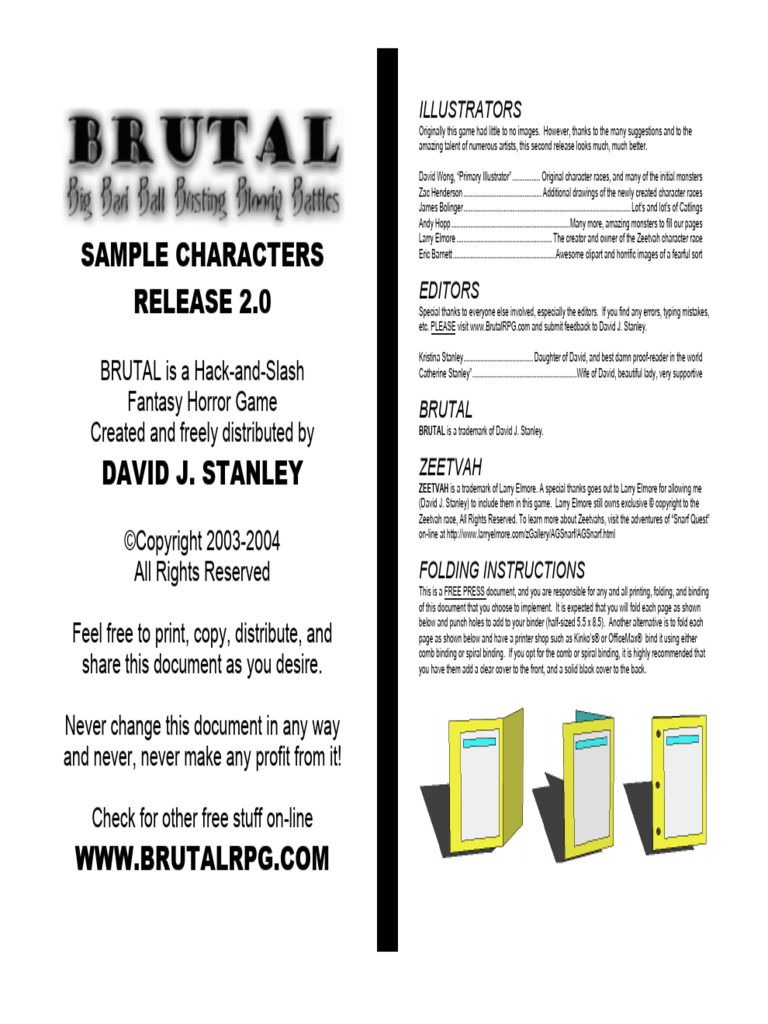 BRUTAL Sample Characters | PDF