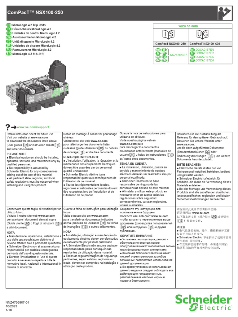ComPacT NSX100 250 MicroLogic 4 IS NNZ4766907 01 | PDF ...