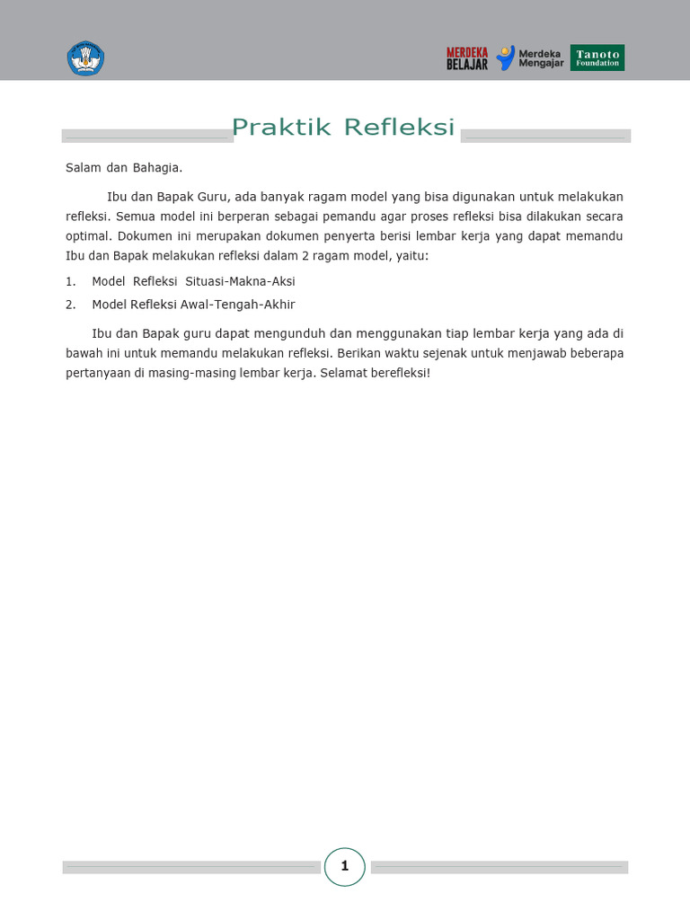 REFLEKSI Pembelajaran | PDF | Pengembangan Diri | Sains & Matematika