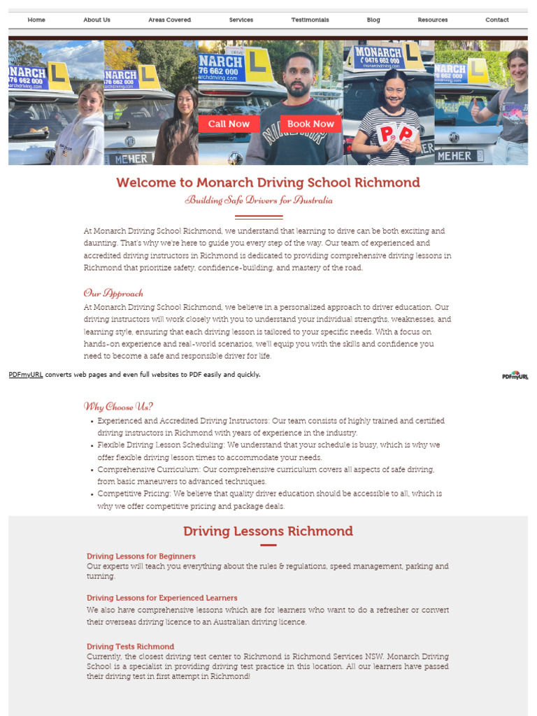 Driving School in Richmond Driving Lessons in Richmond | PDF | World ...