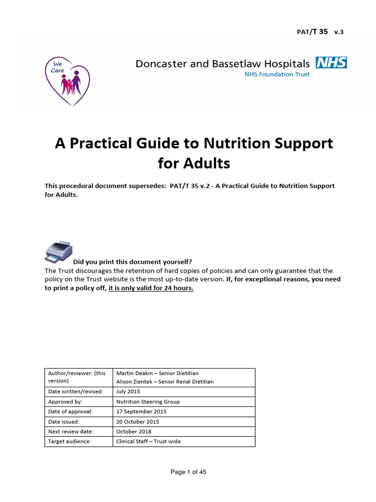 Practical Guide to Adult Nutrition Support | PDF | Dietitian | Nutrition