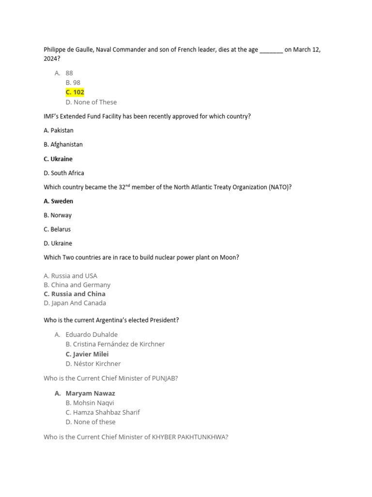 Current Affair Pak Mcps 2024 | PDF | Pakistan | Politics Of Pakistan