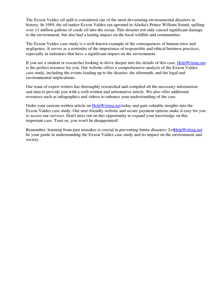 Exxon Valdez Case Study | PDF | Oil Spill