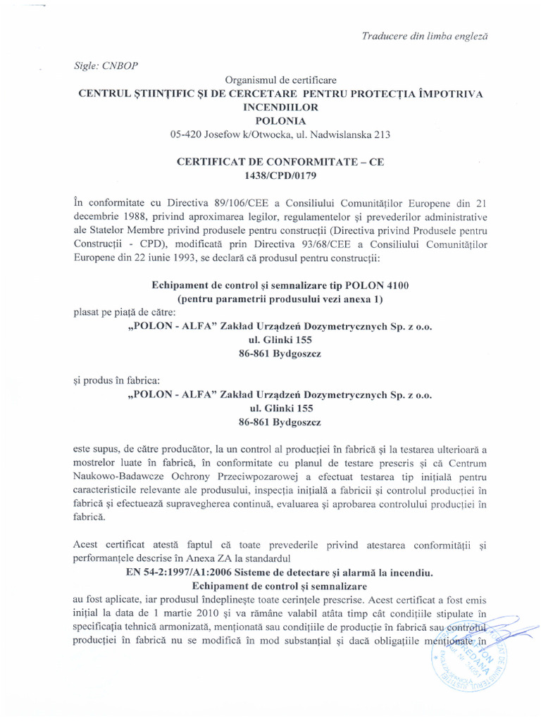 Polon 4100 Cert CE | PDF