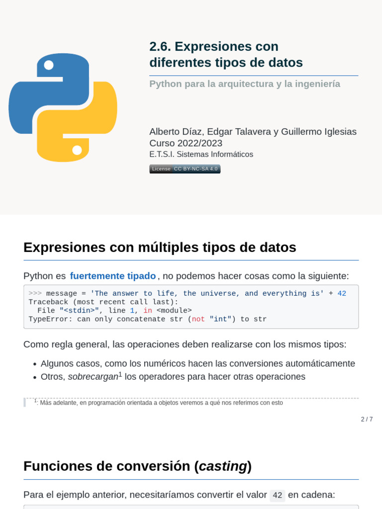 12 26 Expresiones Con Diferentes Tipos De Datos Pdf Python 8986
