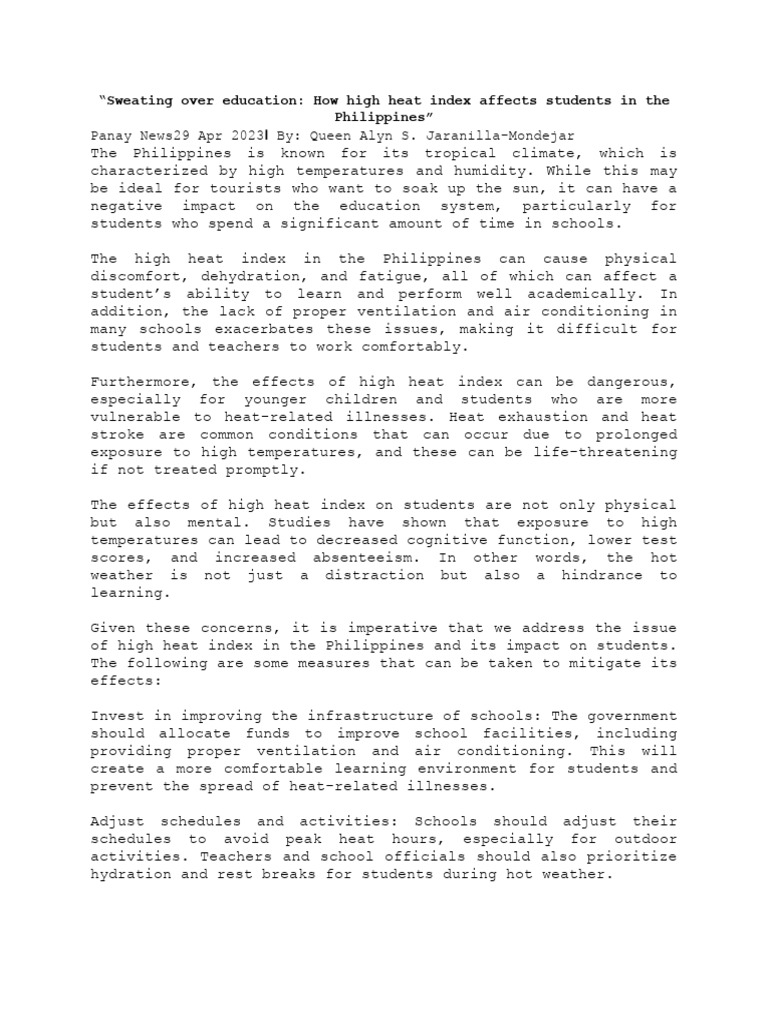 Sweating Over Education Nathan | PDF | Hyperthermia