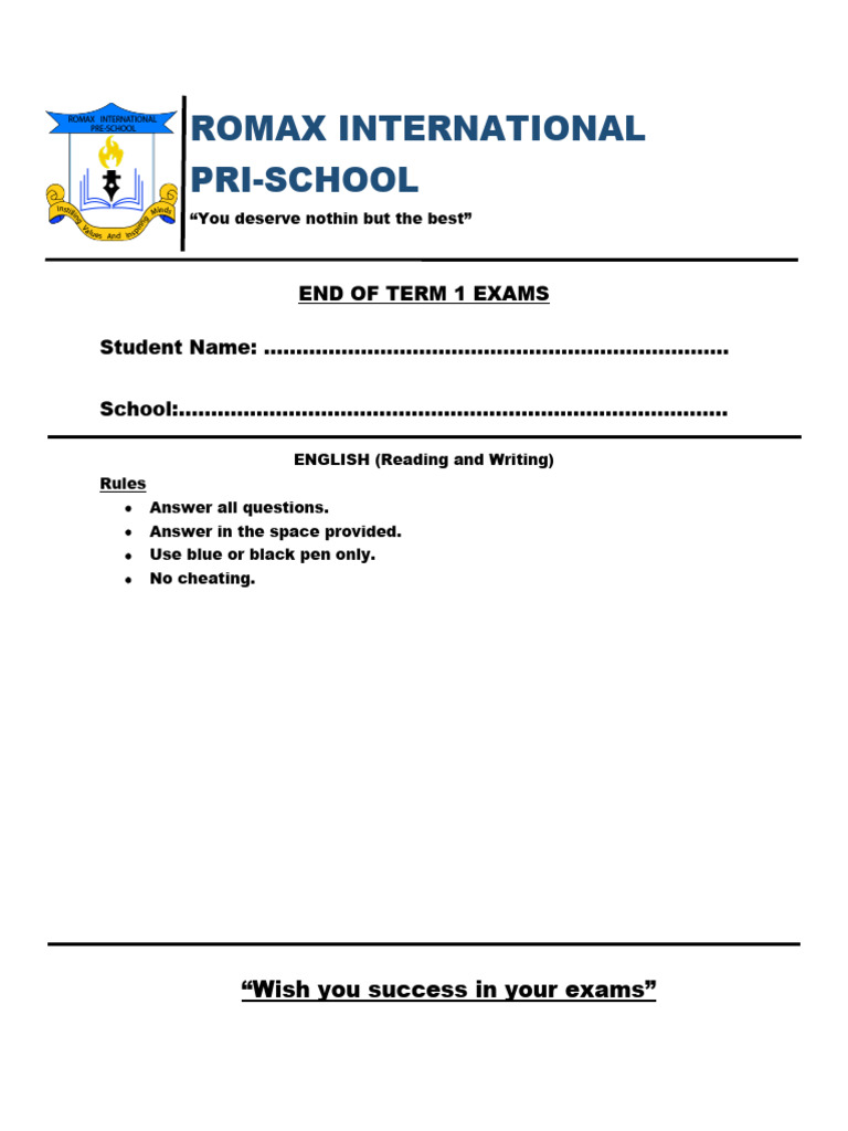 Primary One Reading Exam Guide | PDF