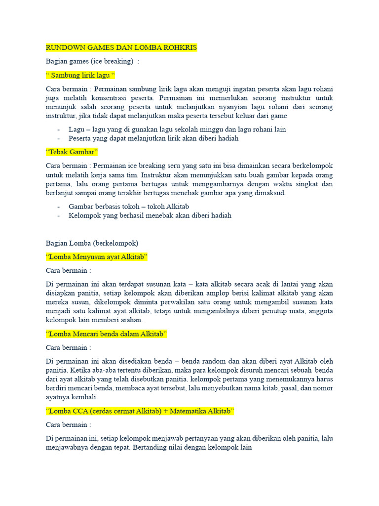 Rundown Games Dan Lomba Rohkris-1 | PDF