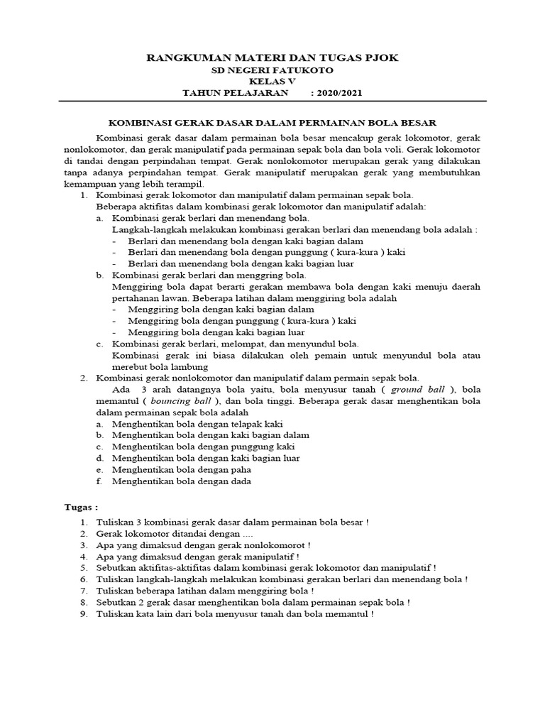 Kombinasi Gerak Dasar dalam PJOK SD | PDF | Karier & Perkembangan | Olahraga & Rekreasi