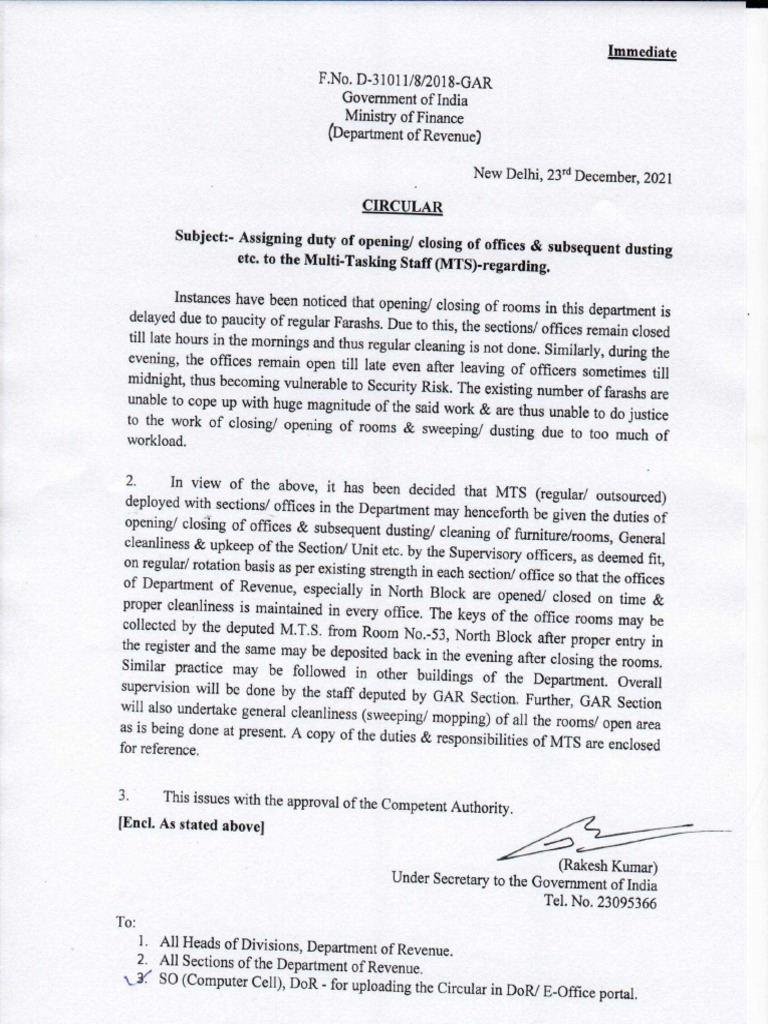 Assigning Duty To MTS | PDF