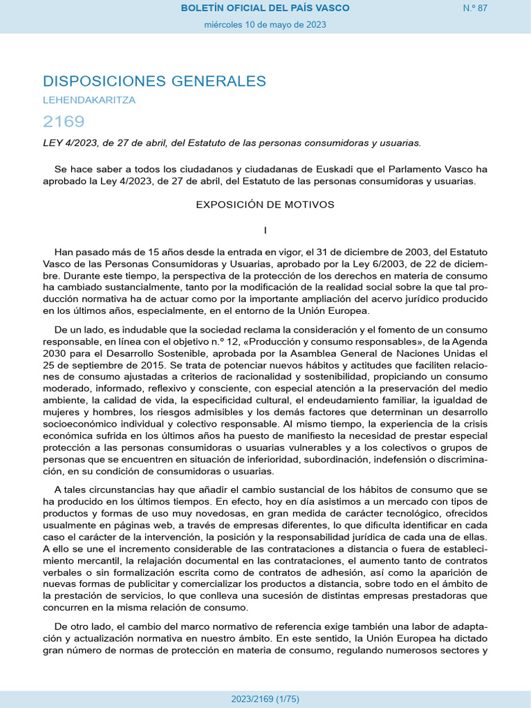 Ley 2023 Consumidores | PDF | Los consumidores | Consumo (economía)