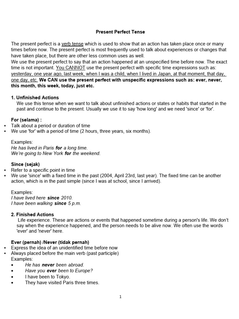 Chapter 6 Present Perfect Tense | PDF | Verb | Grammatical Tense