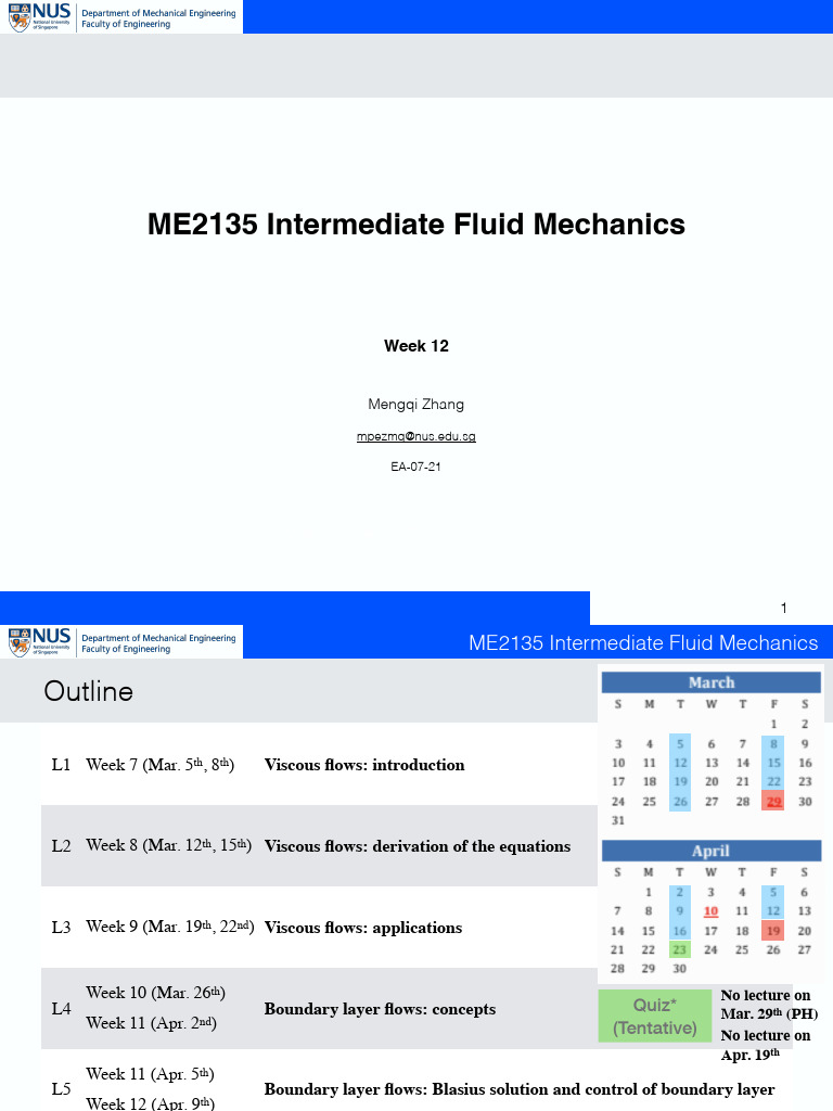 ME2135 Week 12 Slides | PDF | Boundary Layer | Fluid Dynamics
