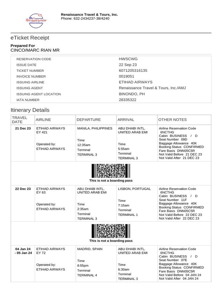 Electronic Ticket Receipt | PDF | Privacy Policy | Aviation