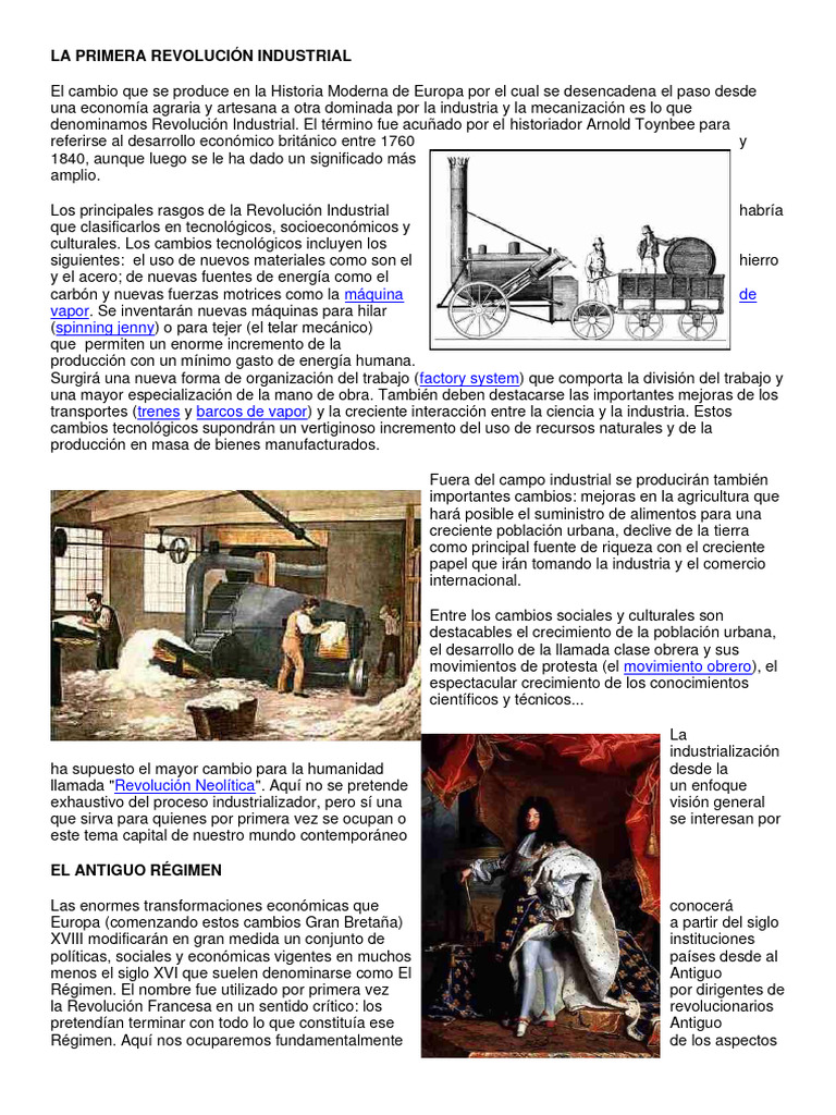 La Primera Revolución Industrial | PDF | Transporte ferroviario ...