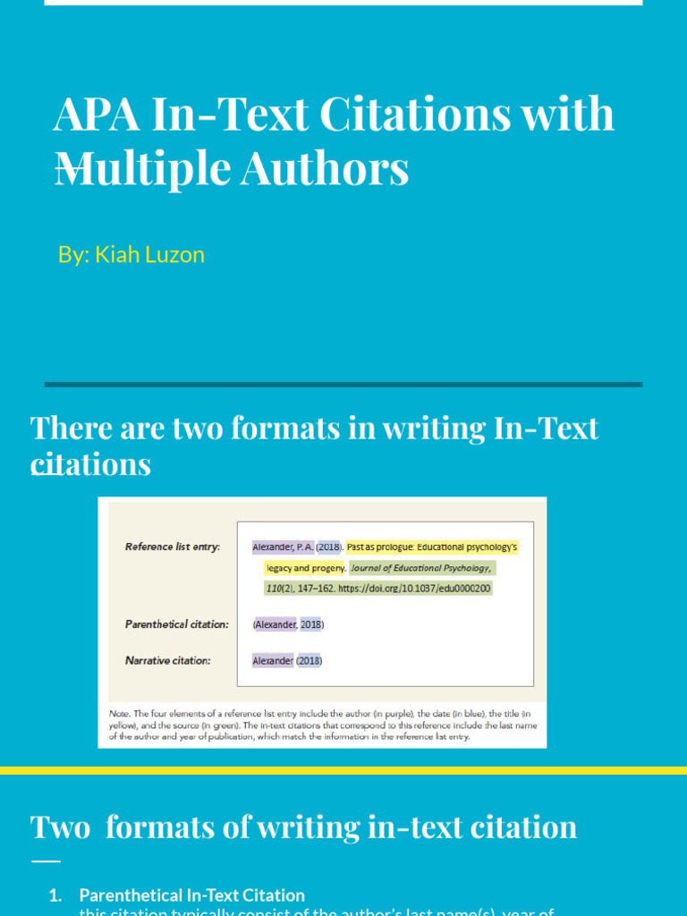 APA In-Text Citations Explained | PDF