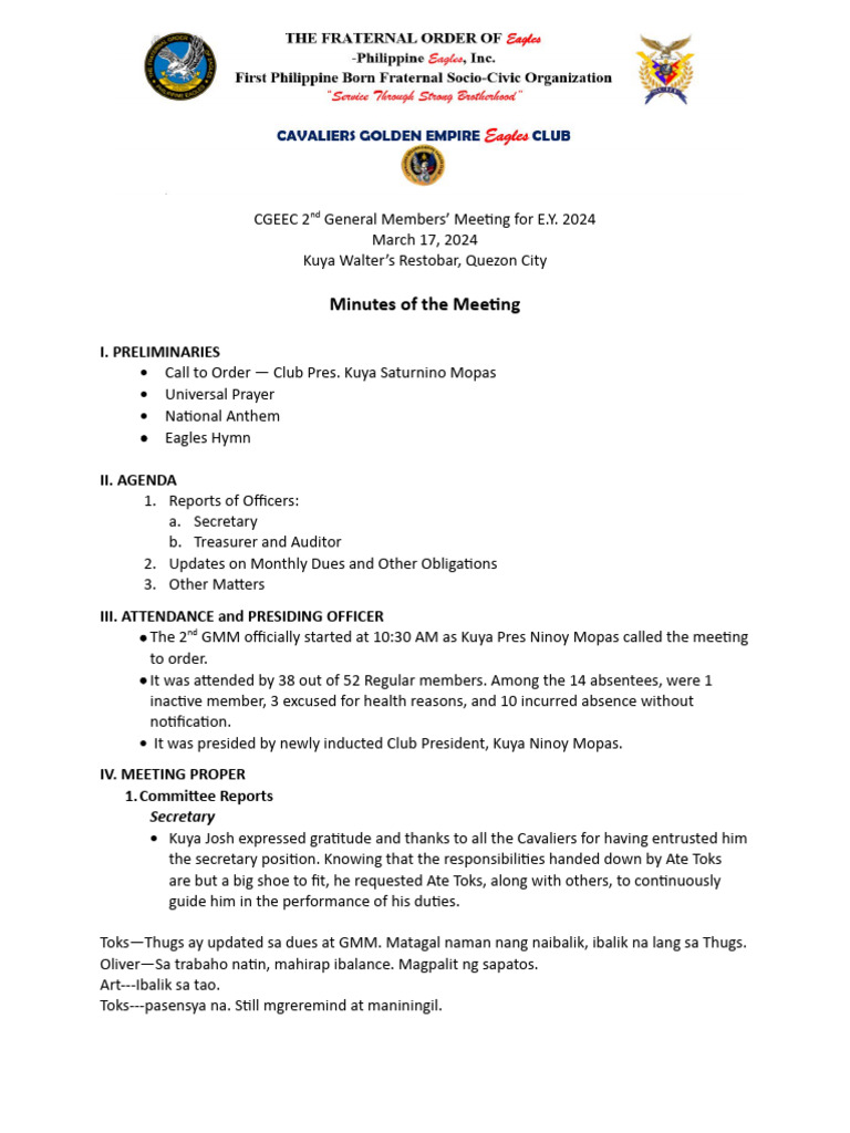 2nd GMM MOM | PDF 2nd GMM MOM | PDF