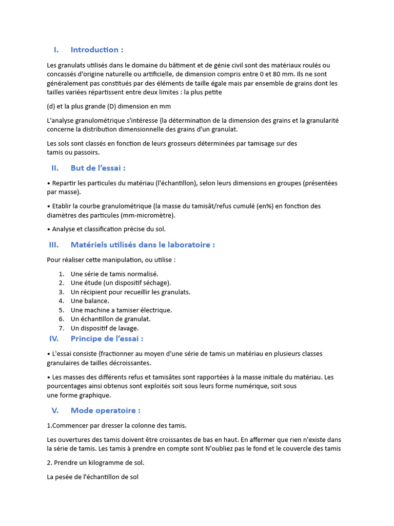 tp1 MDC Analyse Granulometrique | PDF | Matériaux