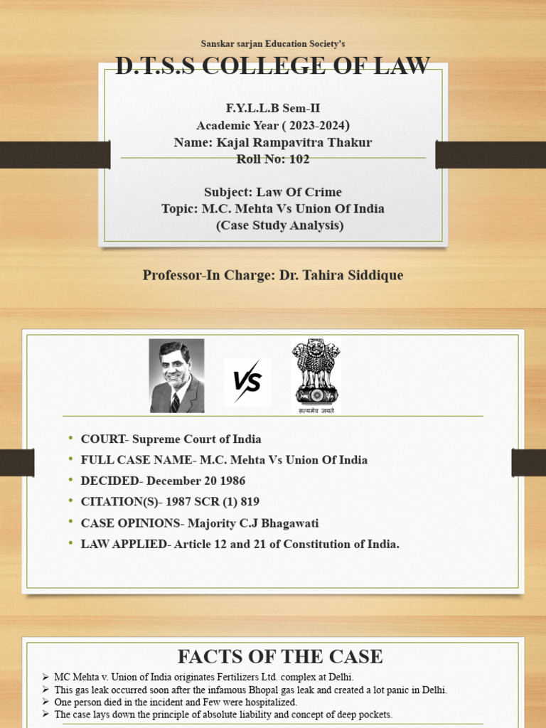 M.C Mehta Vs Union of India | PDF | Common Law | Justice