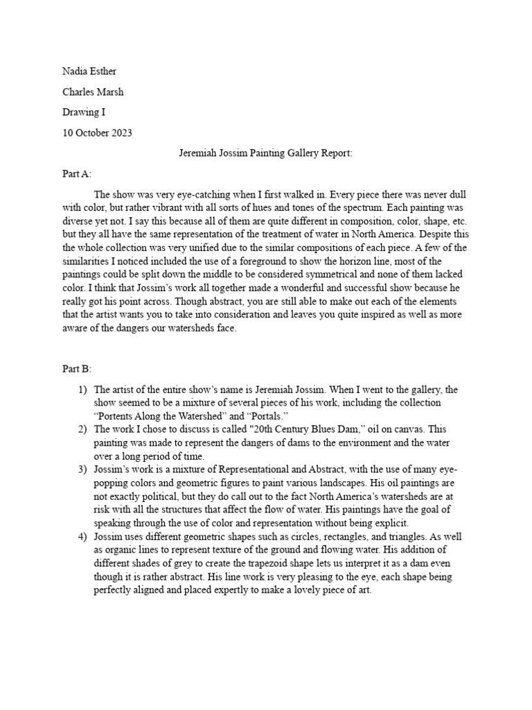 Gallery Report | PDF | Paintings | Shape