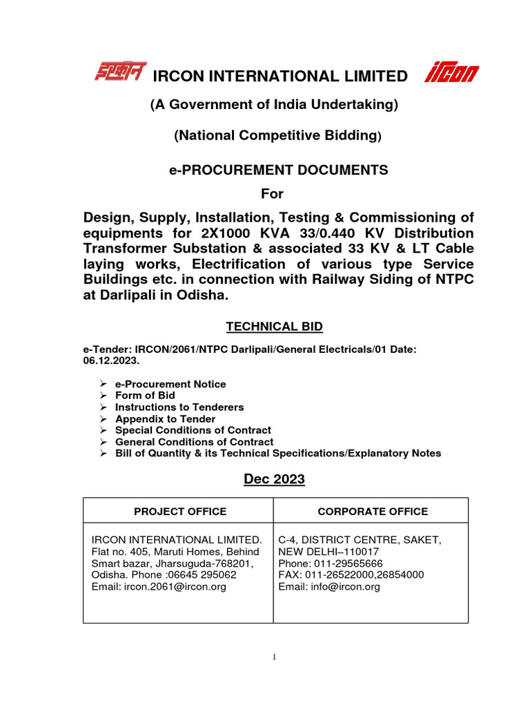 Tender - Document IRCON NTPC | PDF | Joint Venture | Partnership
