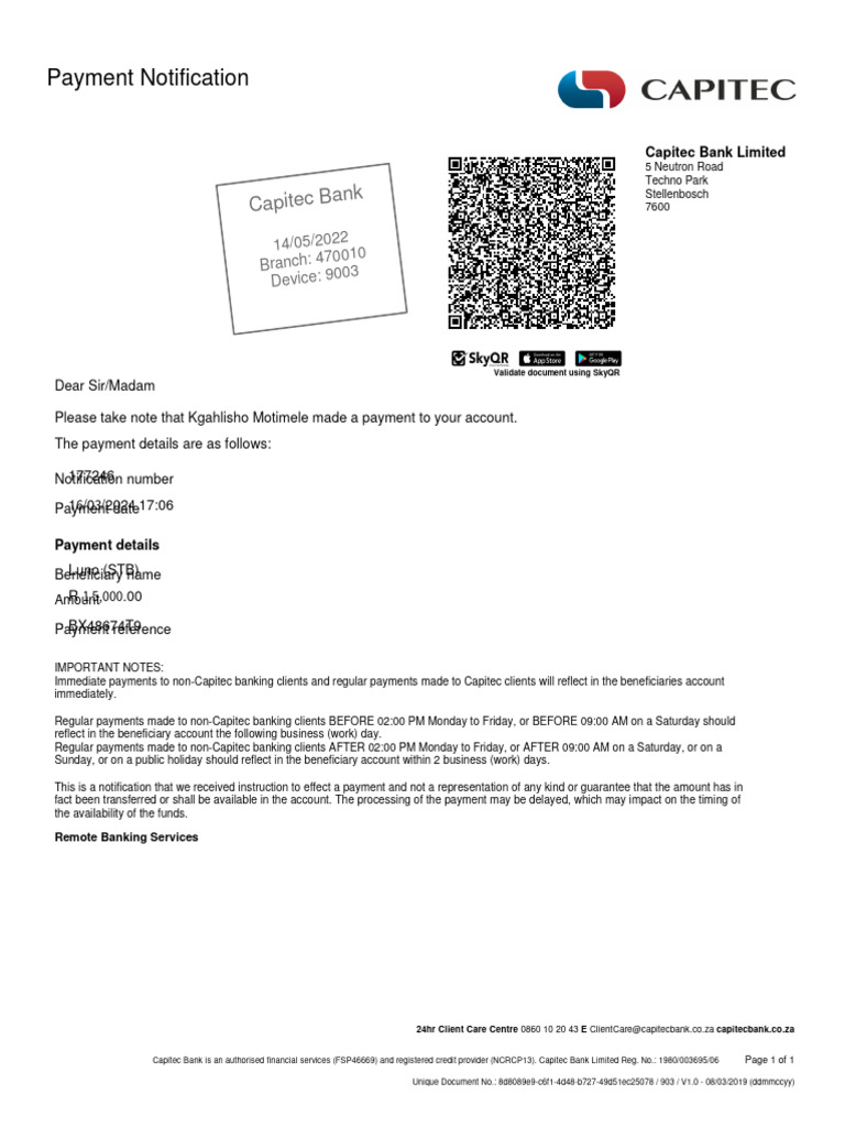 Payment Notification | PDF | Financial Services | Money