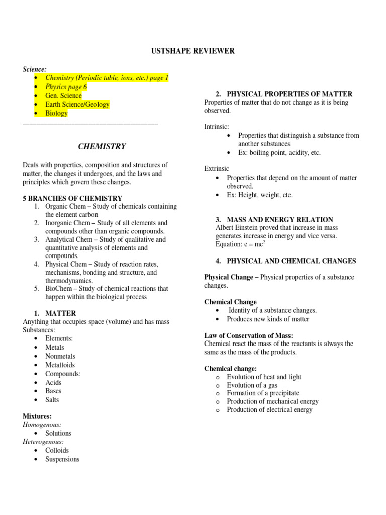 UST Shape Reviewer: Science Overview | PDF | Force | Waves