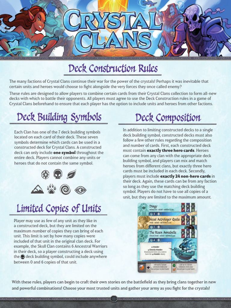 Deckconstruction Crystal Clans | Download Free PDF | Tabletop Games ...