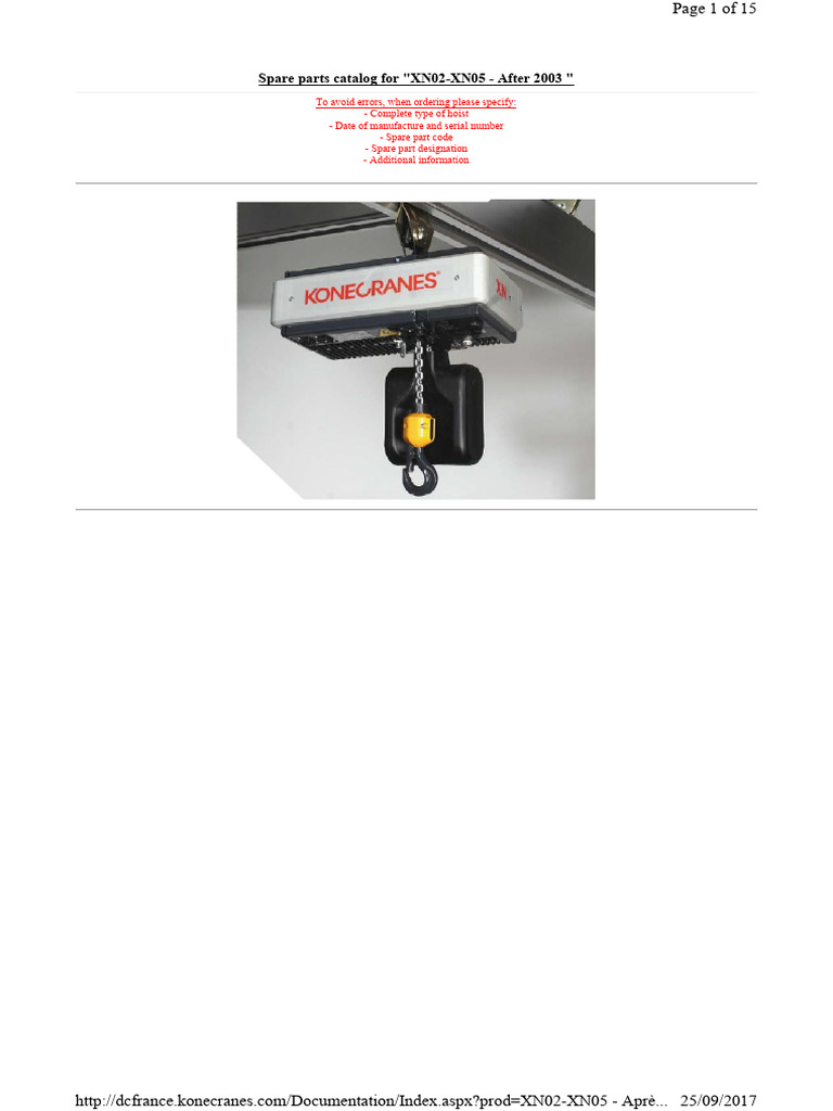 Kone-Cranes-XN05-Hoist-Manual | PDF | Manufactured Goods | Electrical Engineering