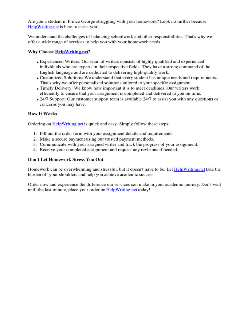 Homework Help for Prince George Students | PDF