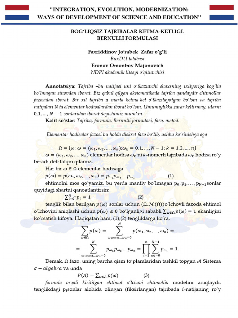 Bernoulli Formulas for Students | PDF | Liberal Arts Education | Science