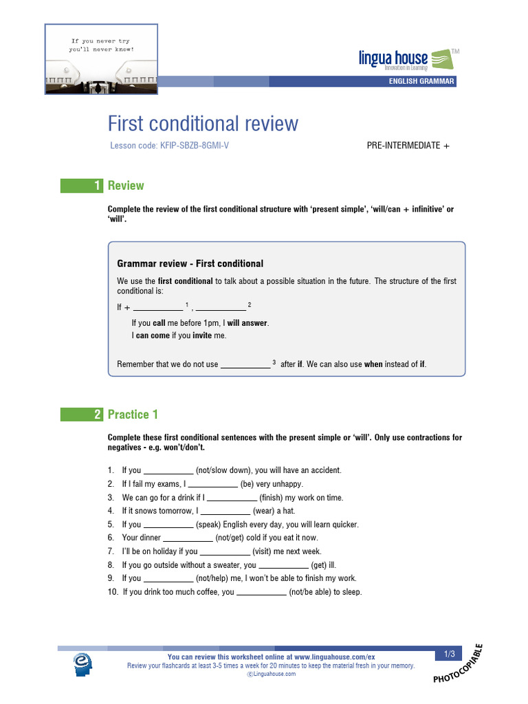 First Conditional Review1 | PDF | Luck