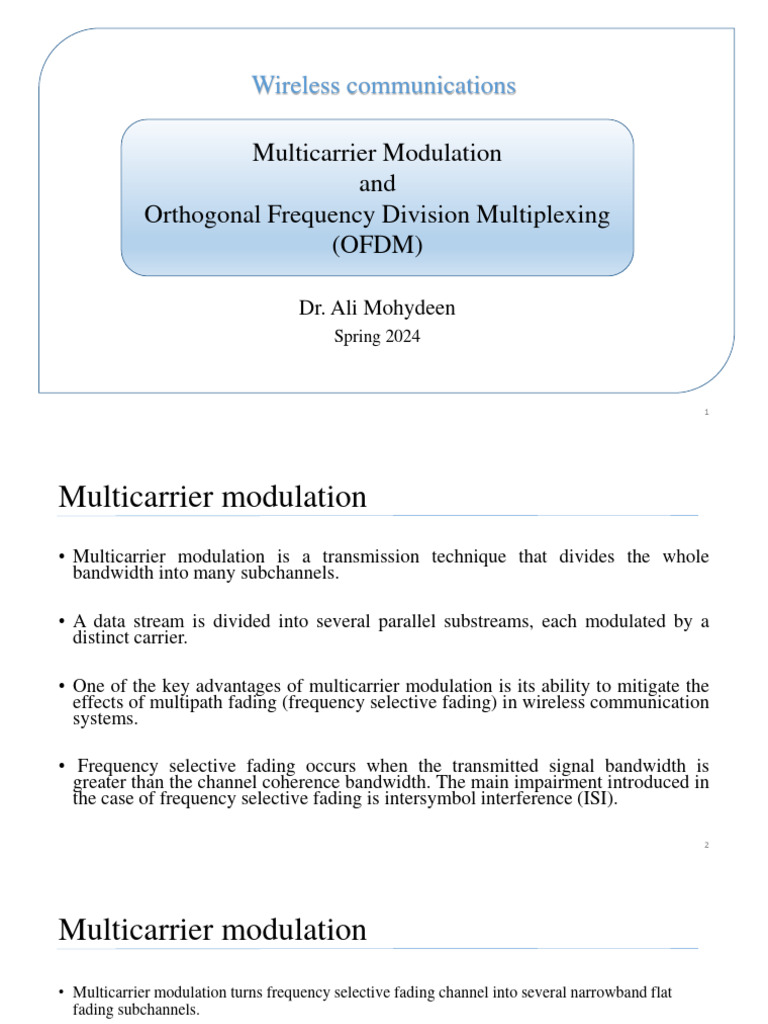 Wireless Communications - OFDM | PDF | Orthogonal Frequency Division Multiplexing | Modulation