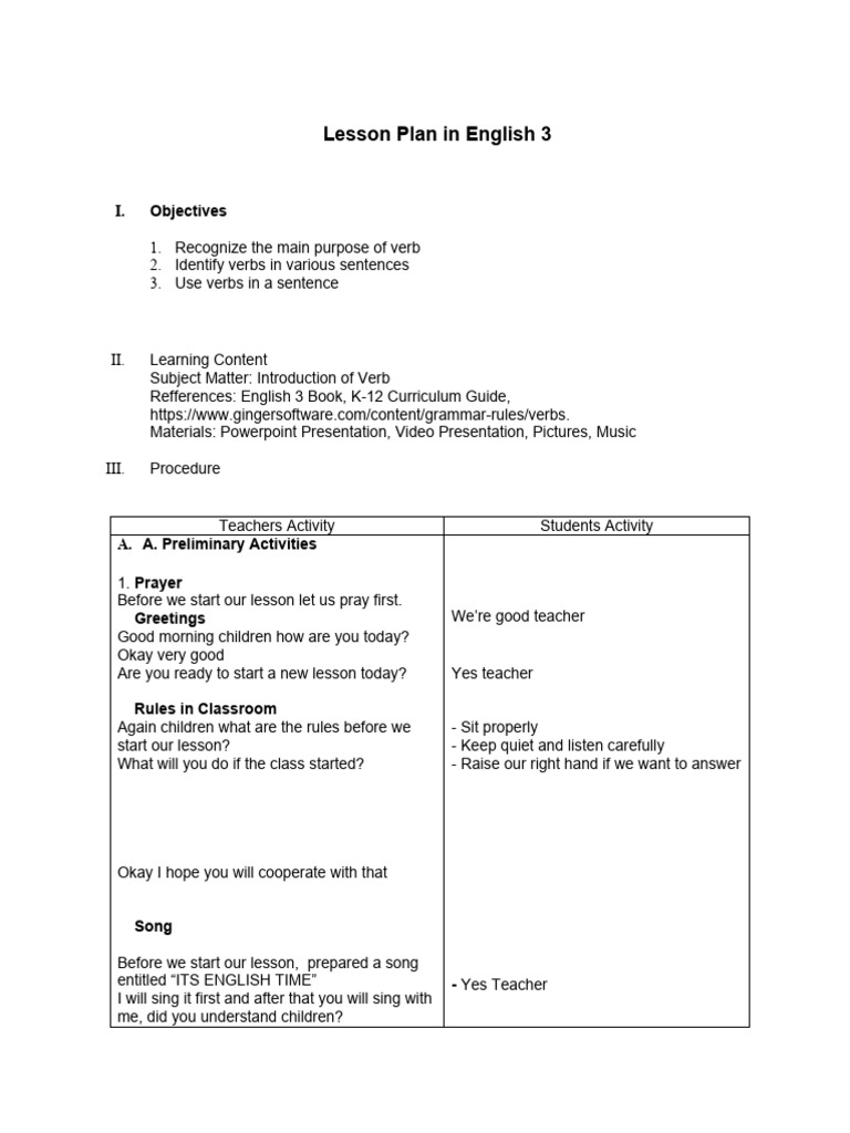 G3 INTRODUCTION OF VERB | PDF | Subject (Grammar) | Verb